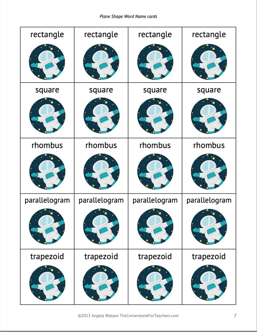 FREE 2D Shape Cards for sorting, matching, and other geometry activiti ...