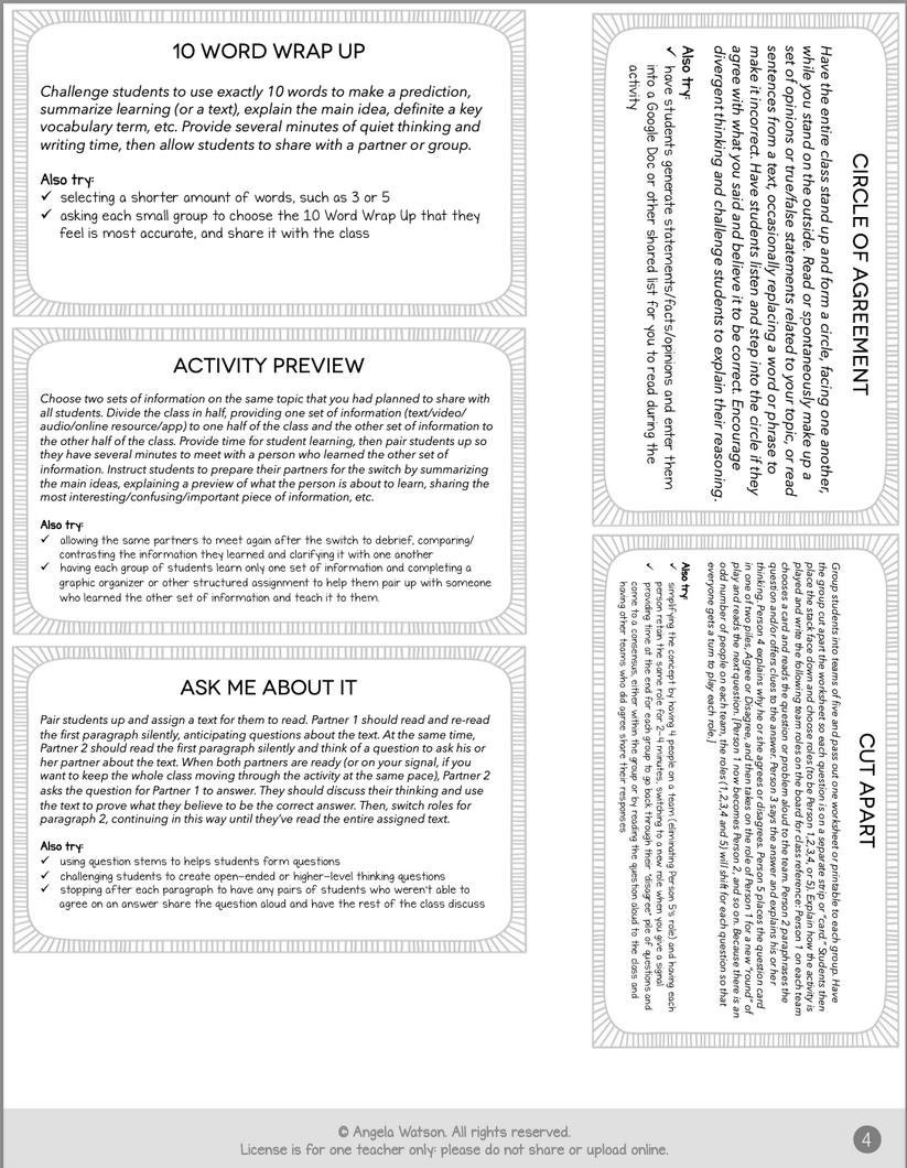 No prep, collaborative active learning strategies: The Teacher's Box of ...