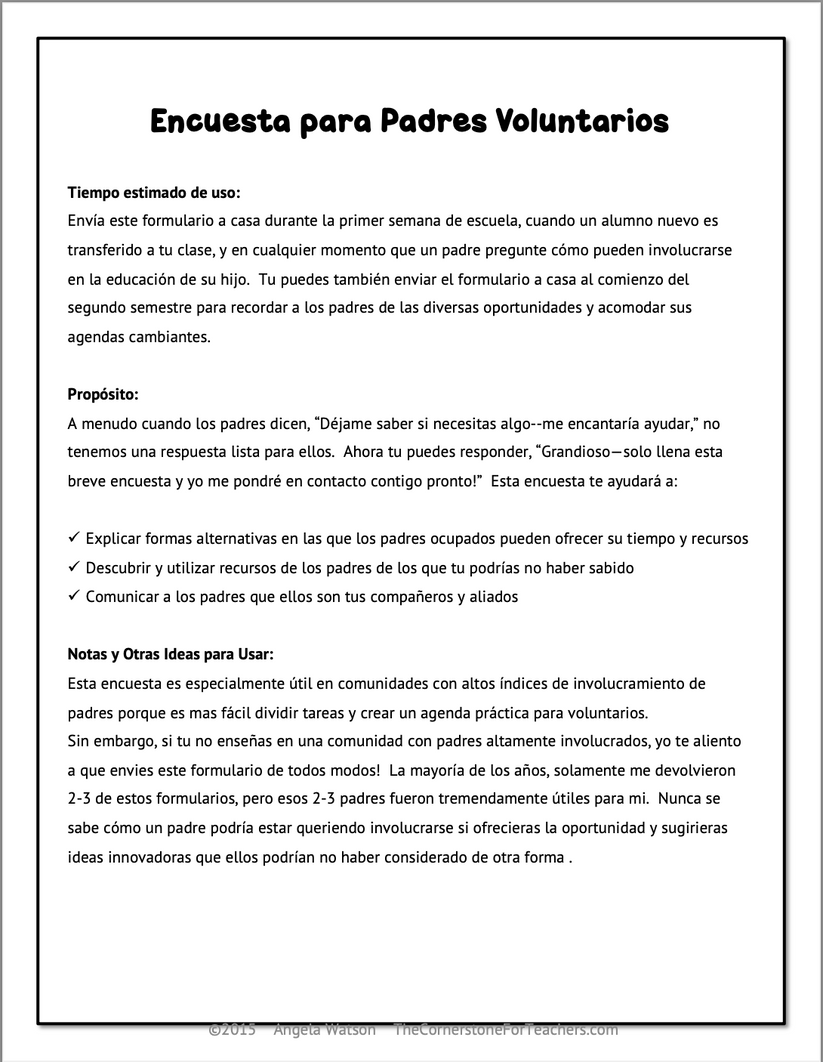 Parent Surveys in Spanish (Editable + Google Forms) – Truth for Teachers