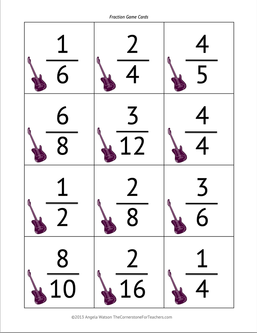 FREE Fraction Cards for sorting, matching, & other hands-on activities ...