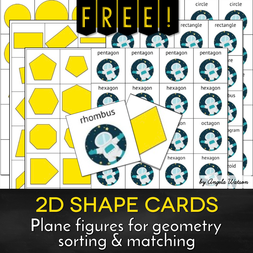 FREE 2D Shape Cards for sorting, matching, and other geometry activiti ...