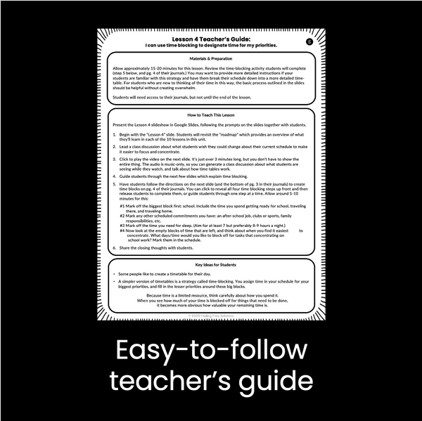 Time Management Unit: 10 lessons with PPT and student journals – Truth ...