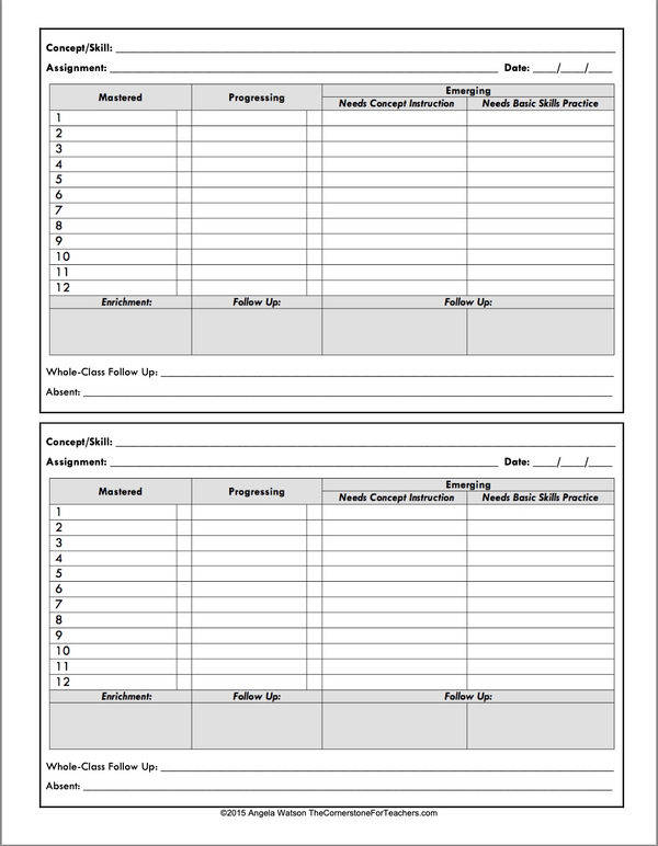 Quick Skill Assessment Form for Differentiation – Truth for Teachers