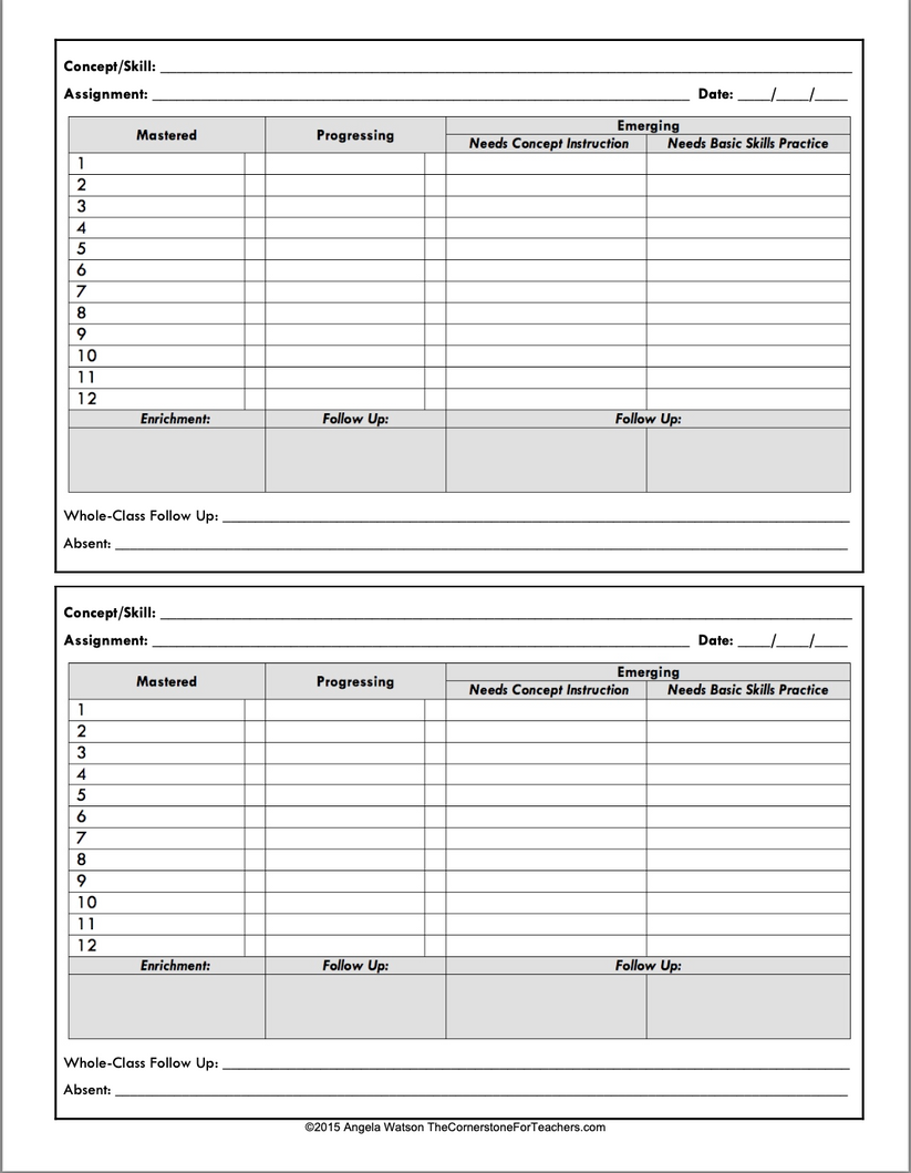 Quick Skill Assessment Form for Differentiation – Truth for Teachers