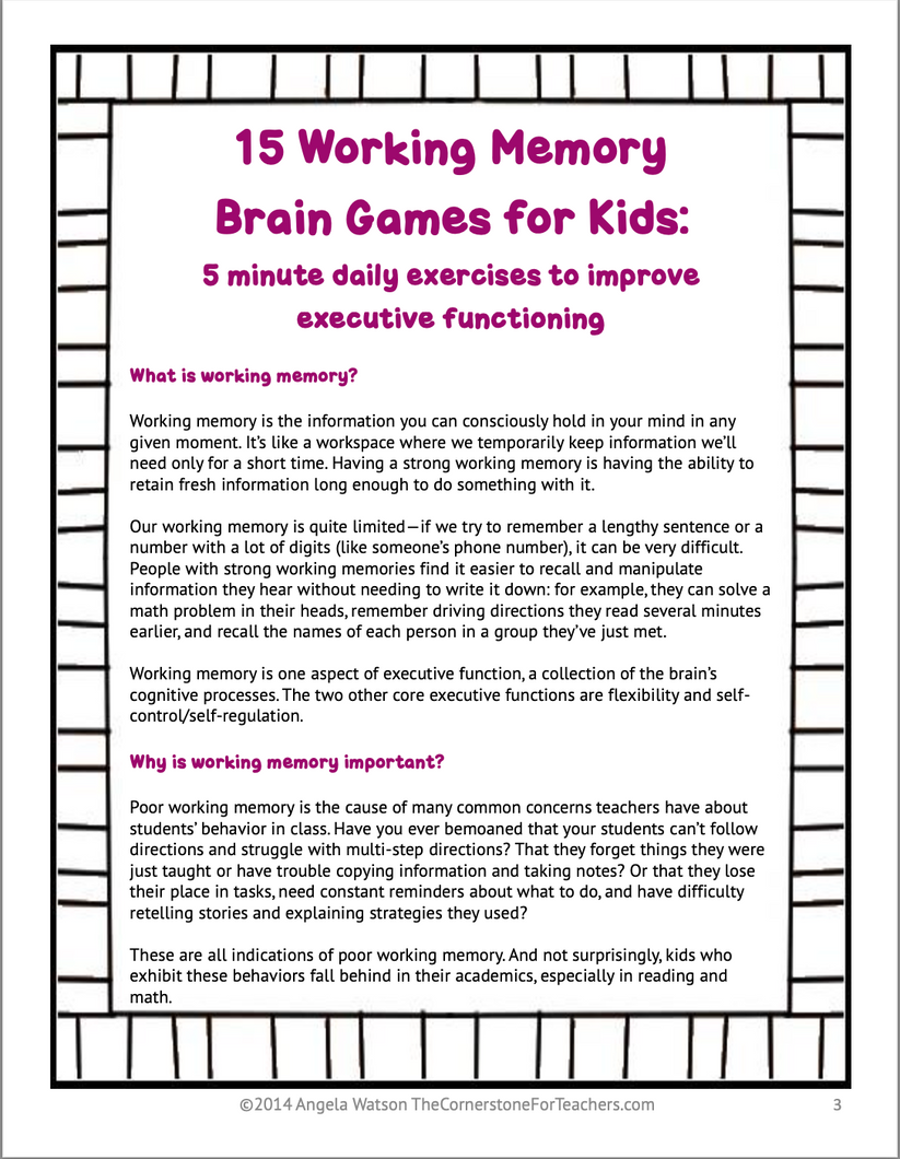 15 Working Memory Brain Games: Improve executive function in 5 minutes ...